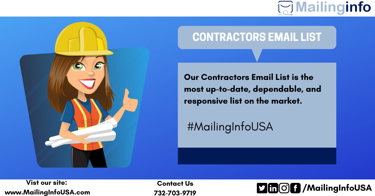 Contractors Email List | Buy 100% Verified Contractors Mailing Lists
